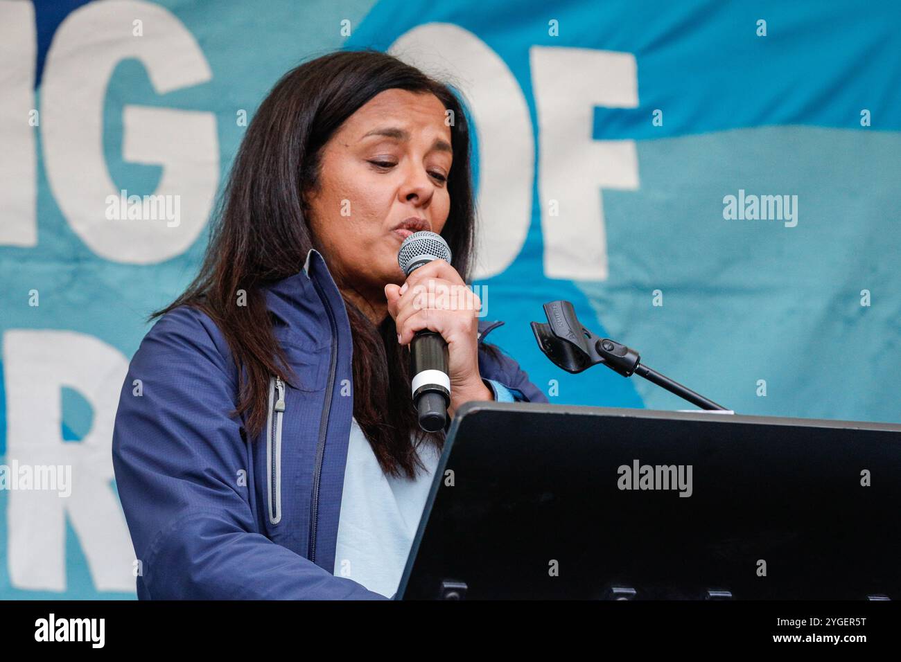 Liz Bonnin, tv presenter and President of The Wildlife Trust, speaks at ...