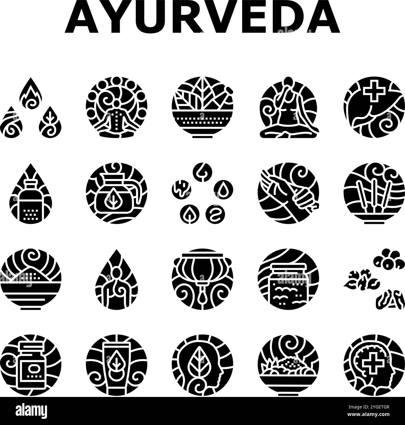 ayurveda dosha vata pitta icons set vector Stock Vector Image & Art - Alamy