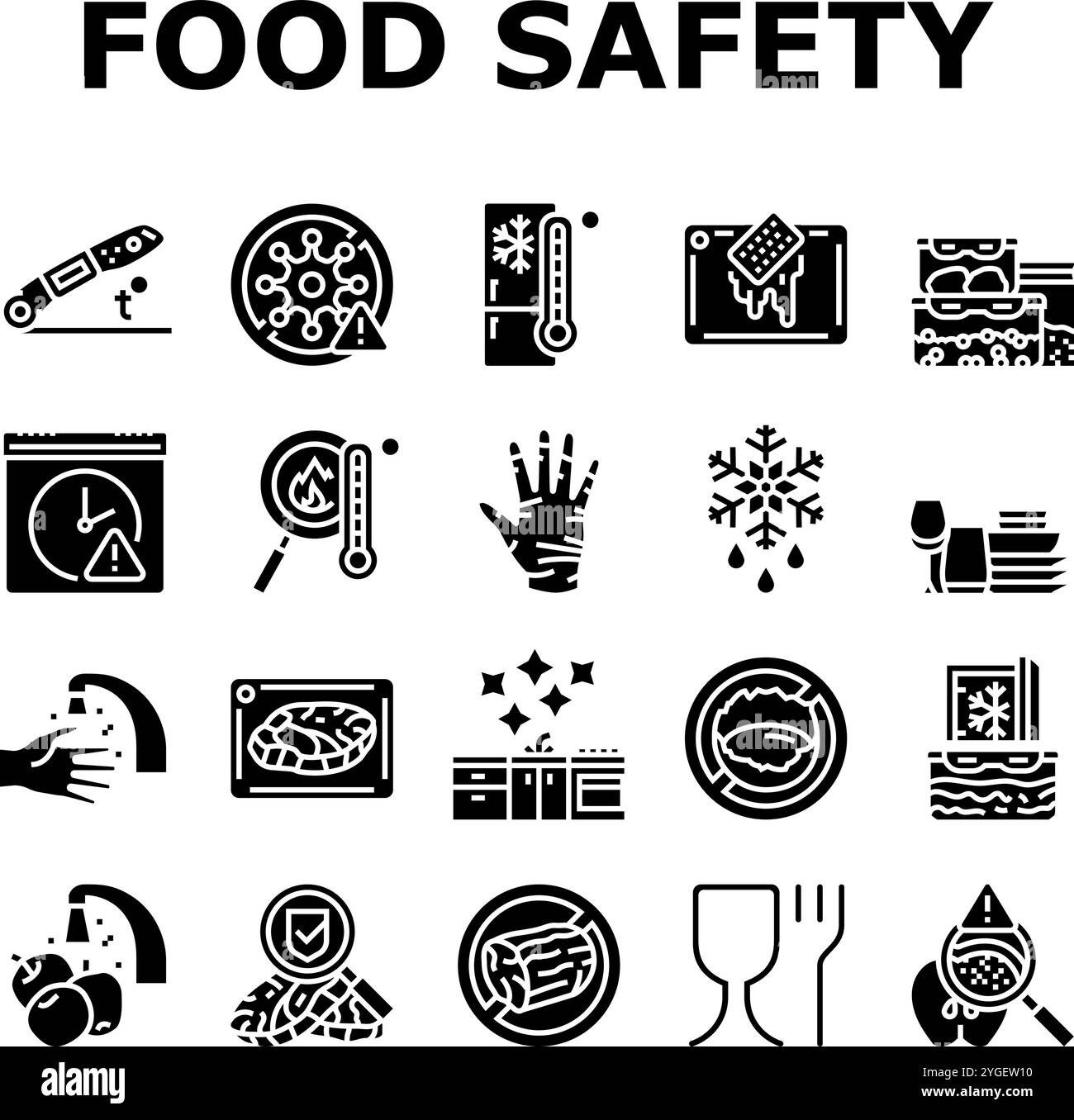 food safety hygiene inspection icons set vector Stock Vector Image ...