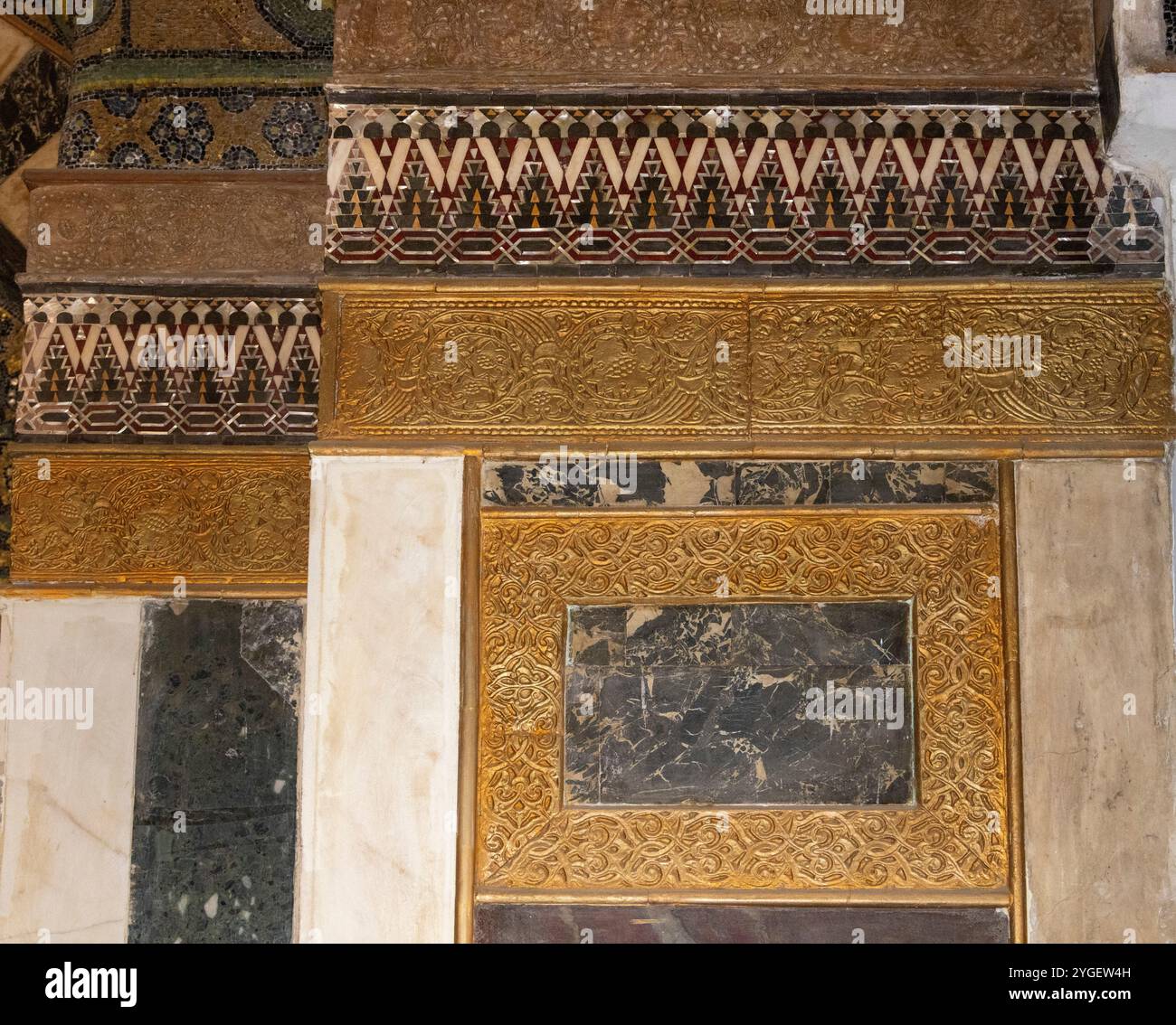detail of marble inlay and frieze, tomb of the Mamluk Sultan al-Zahuir ...