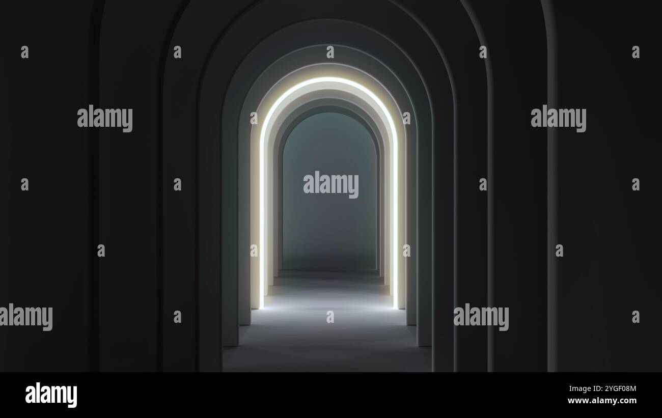 Futuristic Hallway 3D Rendering Stock Photo - Alamy