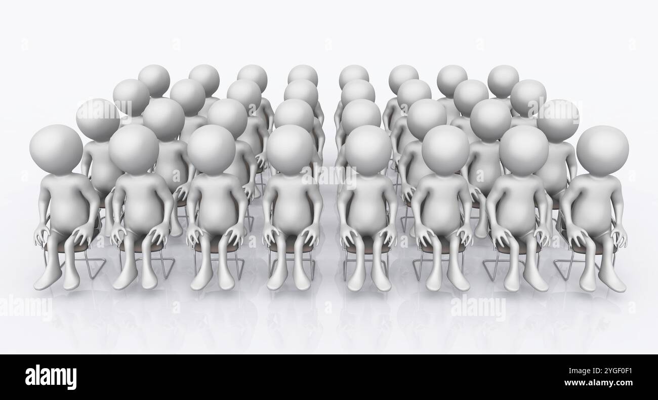 Audience with 3D figures Stock Photo - Alamy