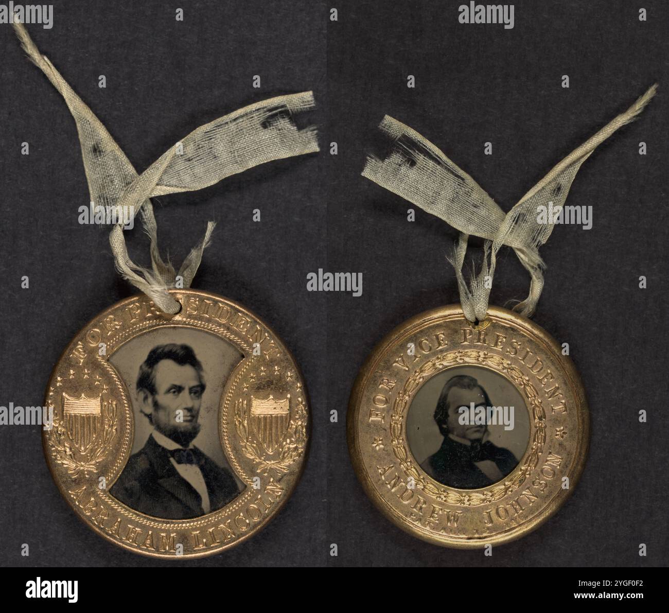 Political campaign button for 1864 presidential election showing head ...