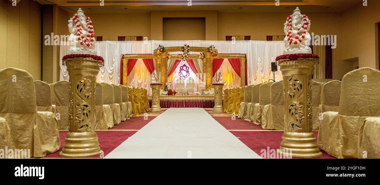 Elegant Indian Wedding Mandap Setup with Traditional Floral Decor for ...