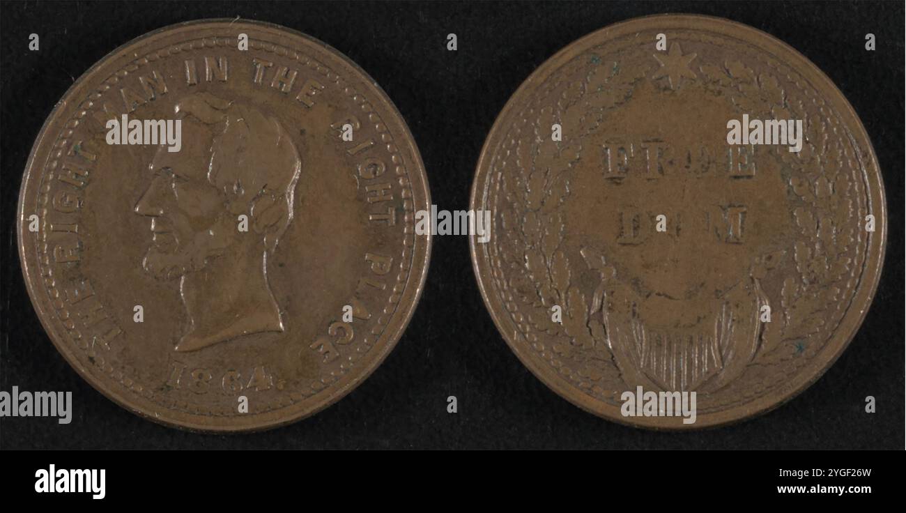 Abraham Lincoln campaign token shows a profile portrait of Abraham ...