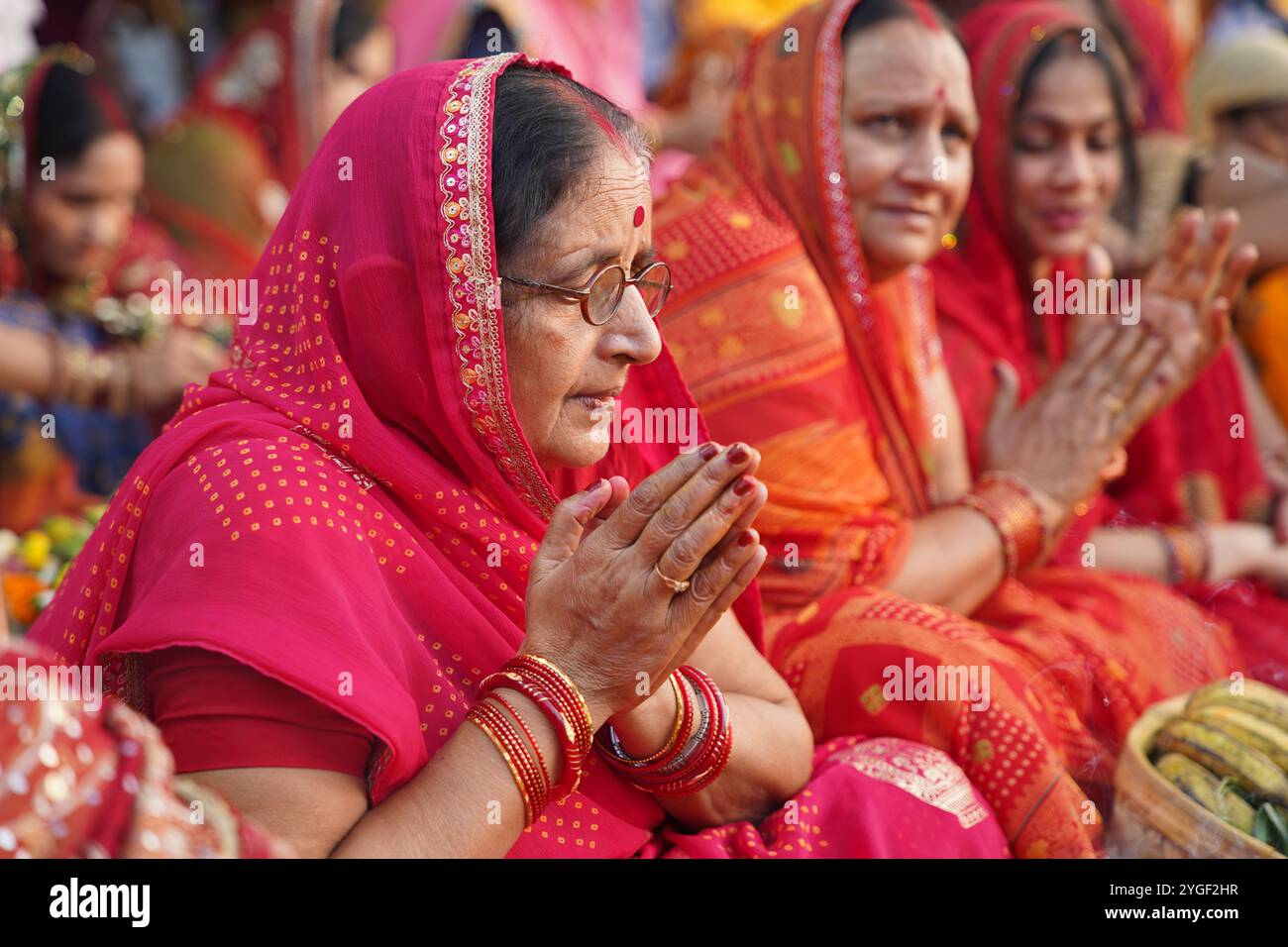 Kolkata, India - Nov 7, 2024: Hindu devotees gathered along the Hooghly ...