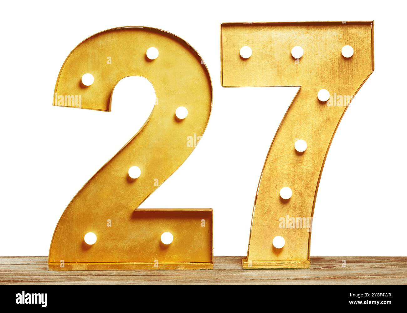 Big plastic numbers with shining light bulbs Stock Photo - Alamy
