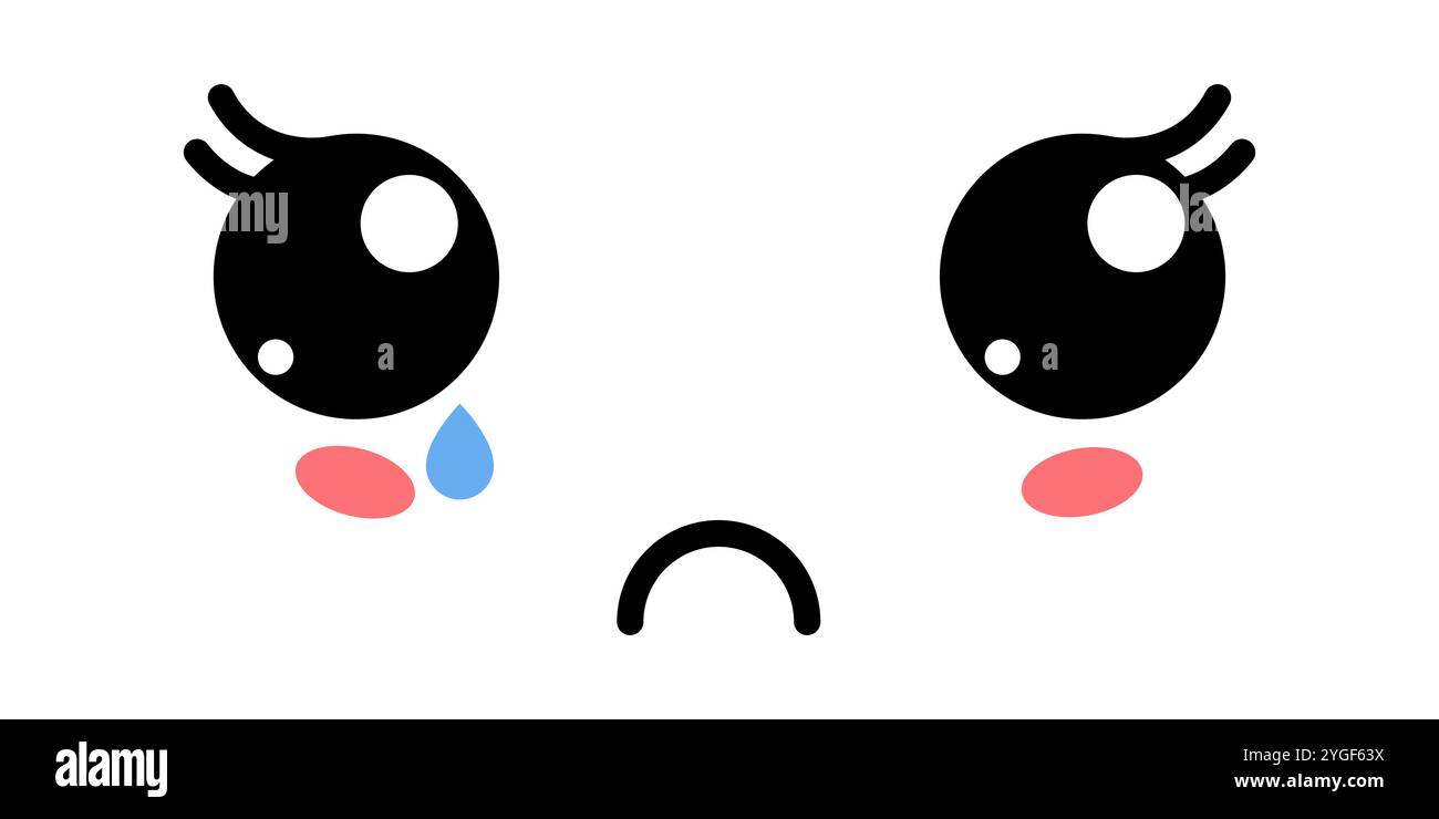 Sad Cute Kawaii Icon Stock Vector Image & Art - Alamy