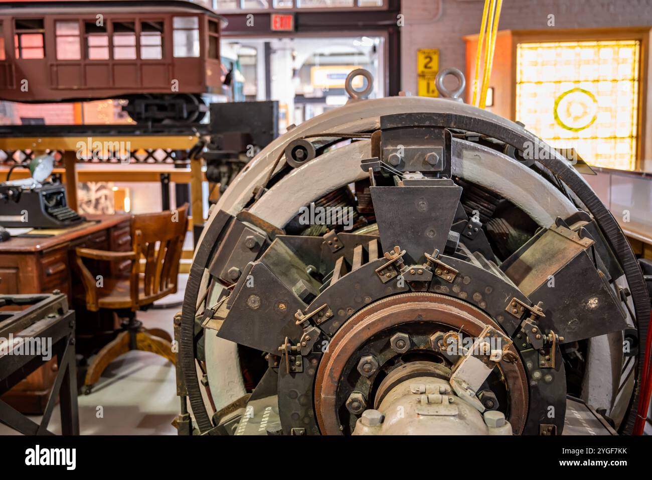 Scranton, Pennsylvania, USA - 9.22.2024: power generator on display at The Electric City Trolley ...