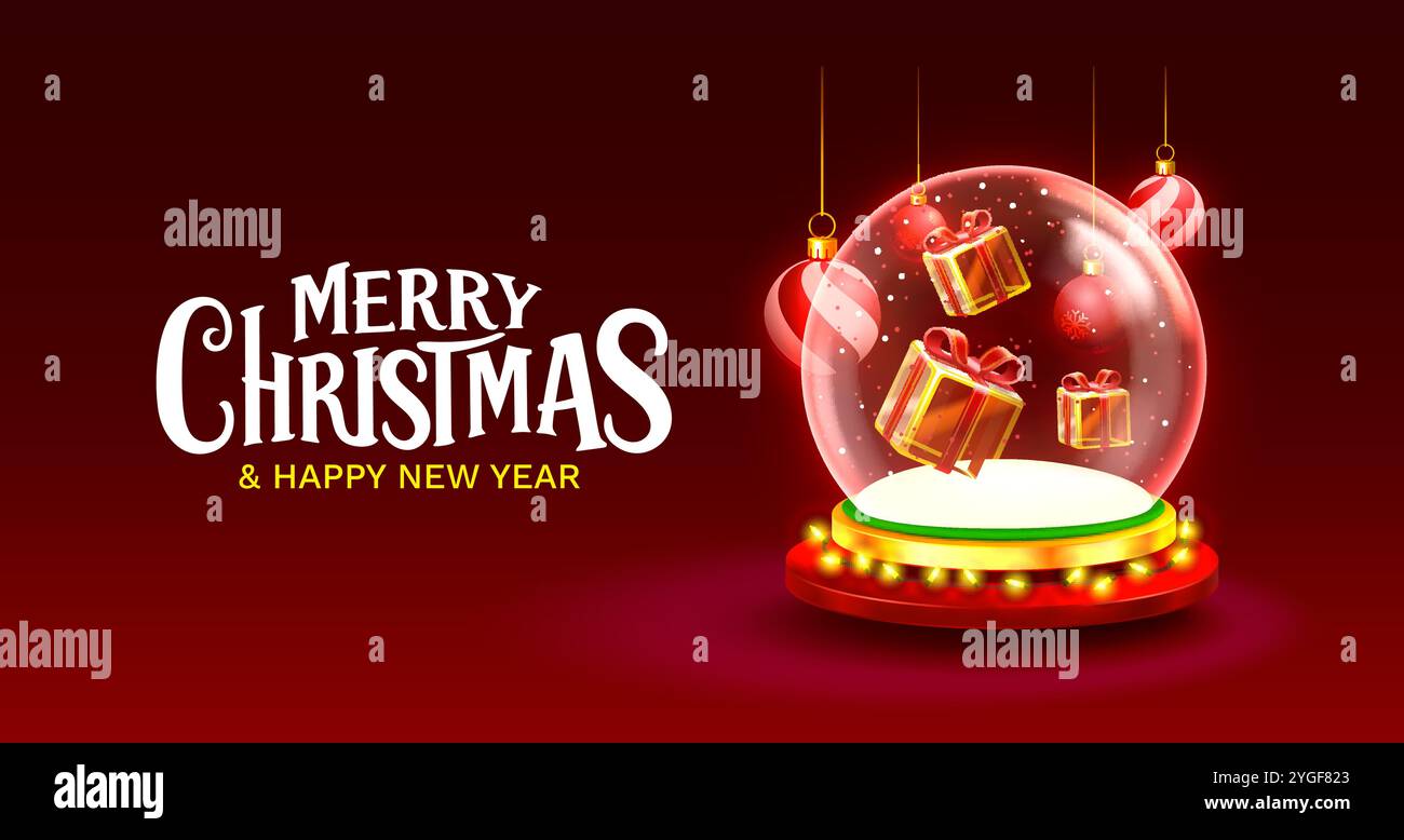 Glass ball merry Christmas. shopping new year banner. Vector Stock ...