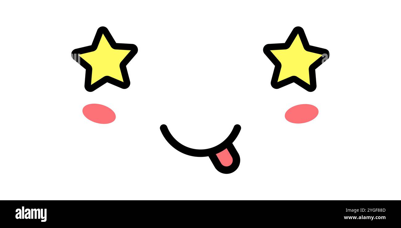 Cute Kawaii With Starry Eyes Icon Stock Vector Image & Art - Alamy