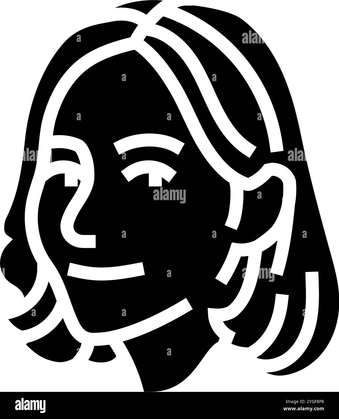contentment woman expression glyph icon vector illustration Stock ...