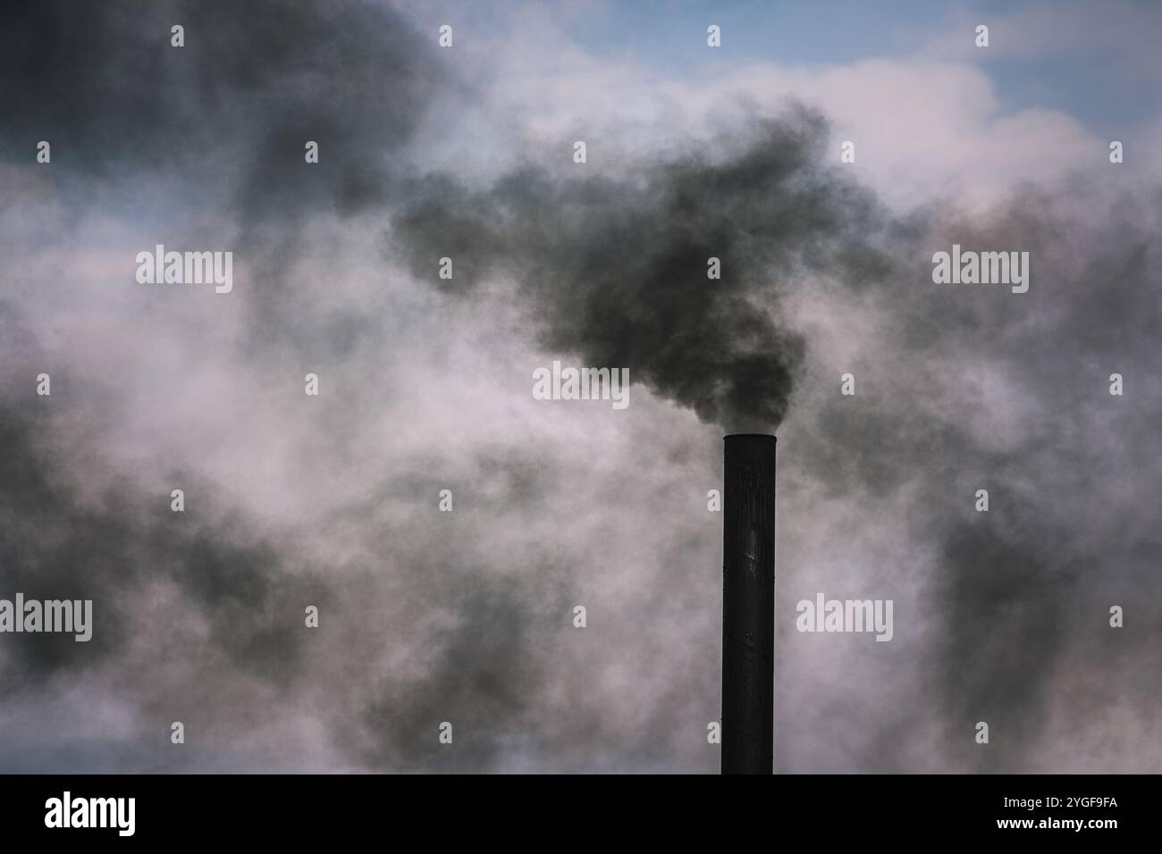 Smoke pollution from palm oil processing factories. the concept of air ...