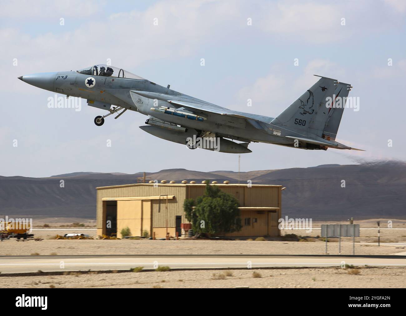File photo of Israeli F-15C Fighter Jet at Ovda Airbase, Ovda, Israel ...