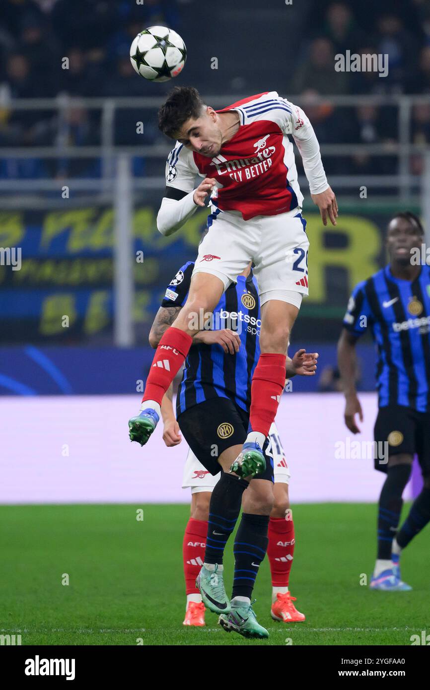 Kai Havertz of Arsenal FC headers during the UEFA Champions League 2024 ...