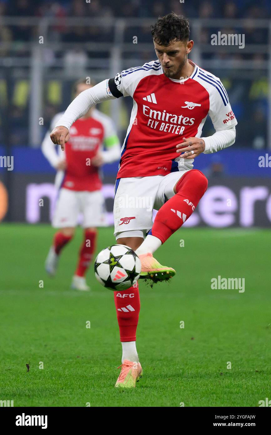 Ben White of Arsenal FC in action during the UEFA Champions League 2024 ...