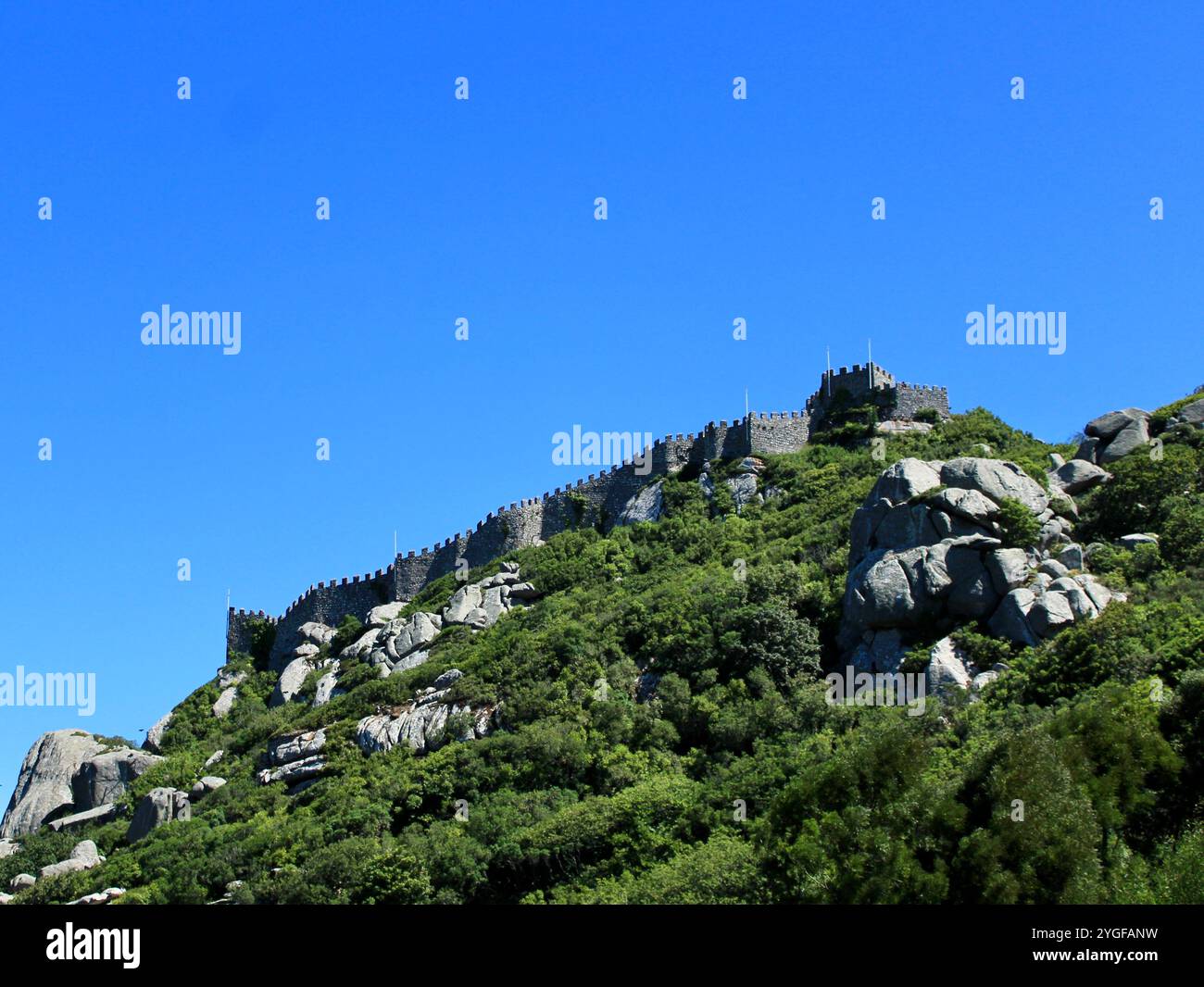 Castle of the Moors, a hilltop medieval castle at Sintra, Portugal ...