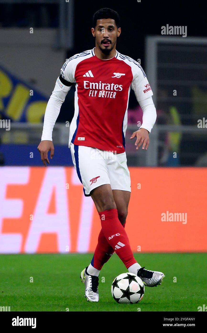 William Saliba of Arsenal FC in action during the UEFA Champions League ...