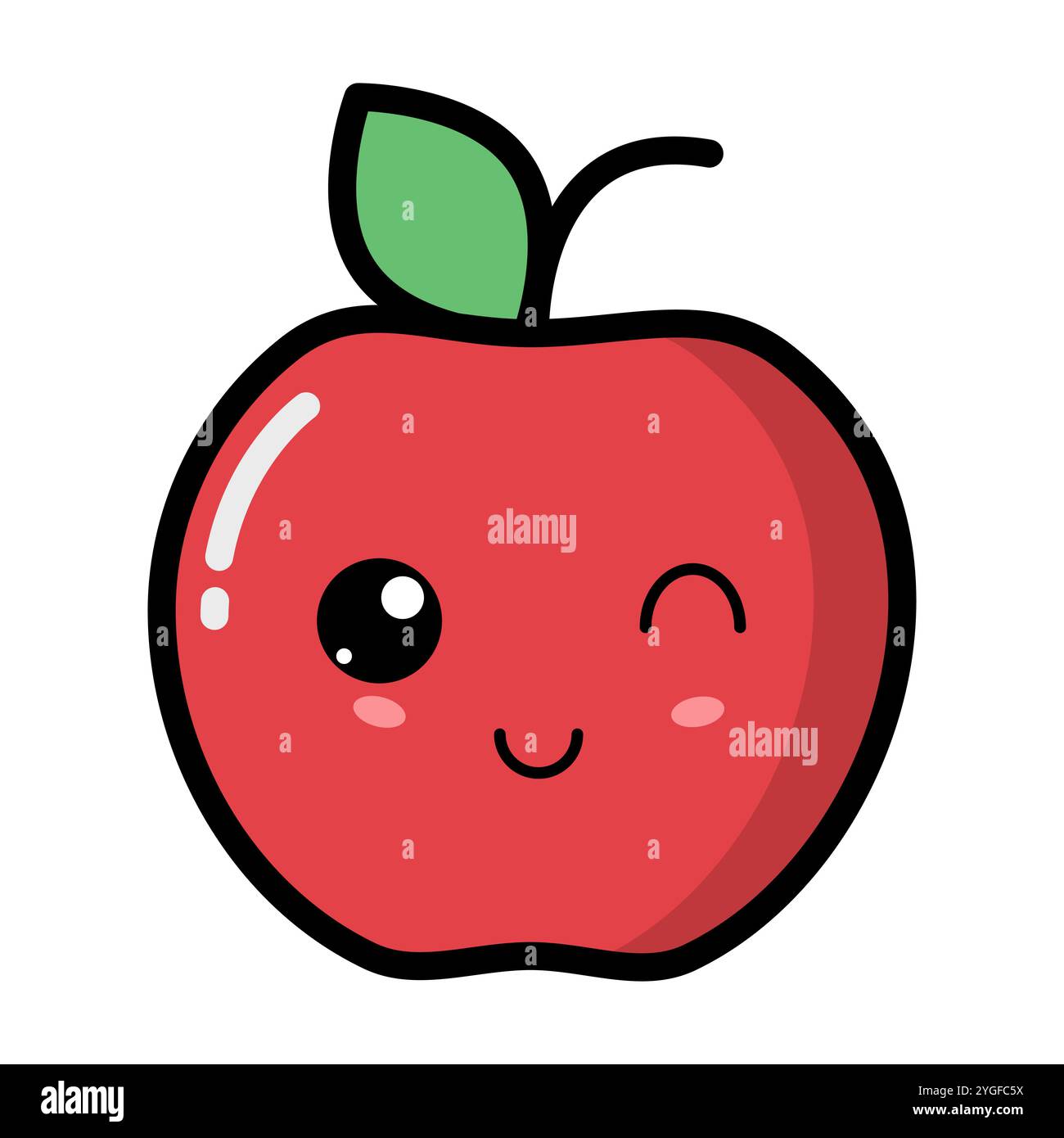 Kawaii apple with cute emotional face Stock Vector Image & Art - Alamy