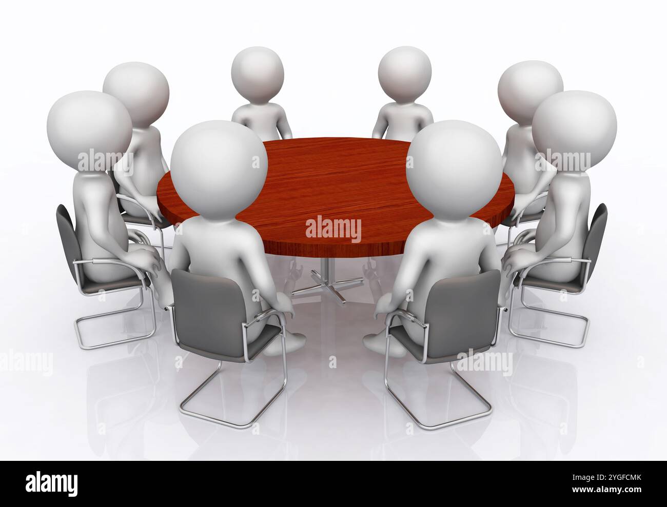 Round table and 3D figures Stock Photo - Alamy