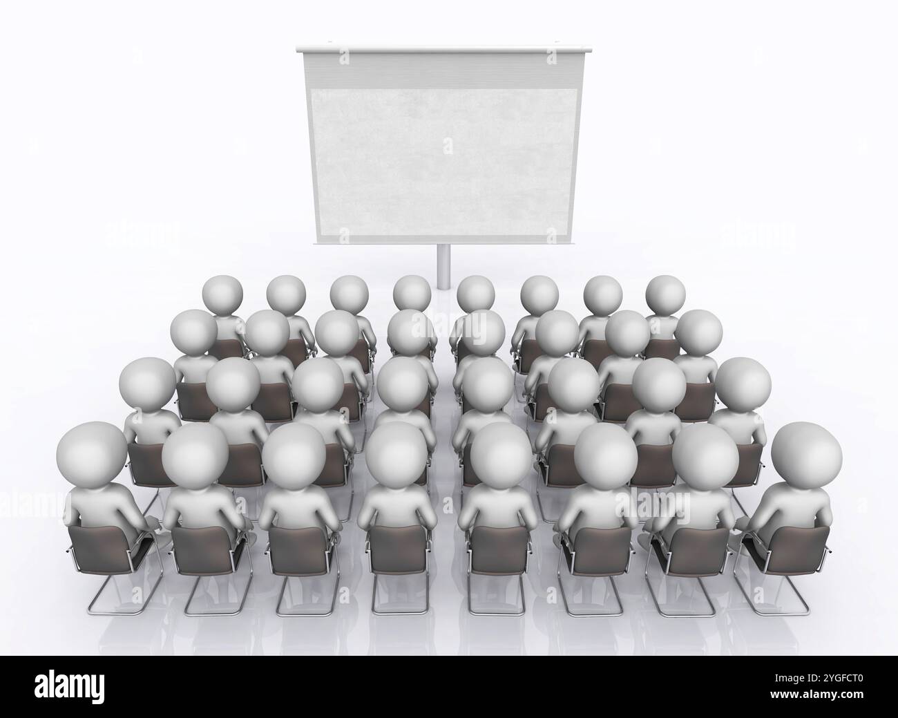 Projection screen and audience with 3D figures Stock Photo - Alamy