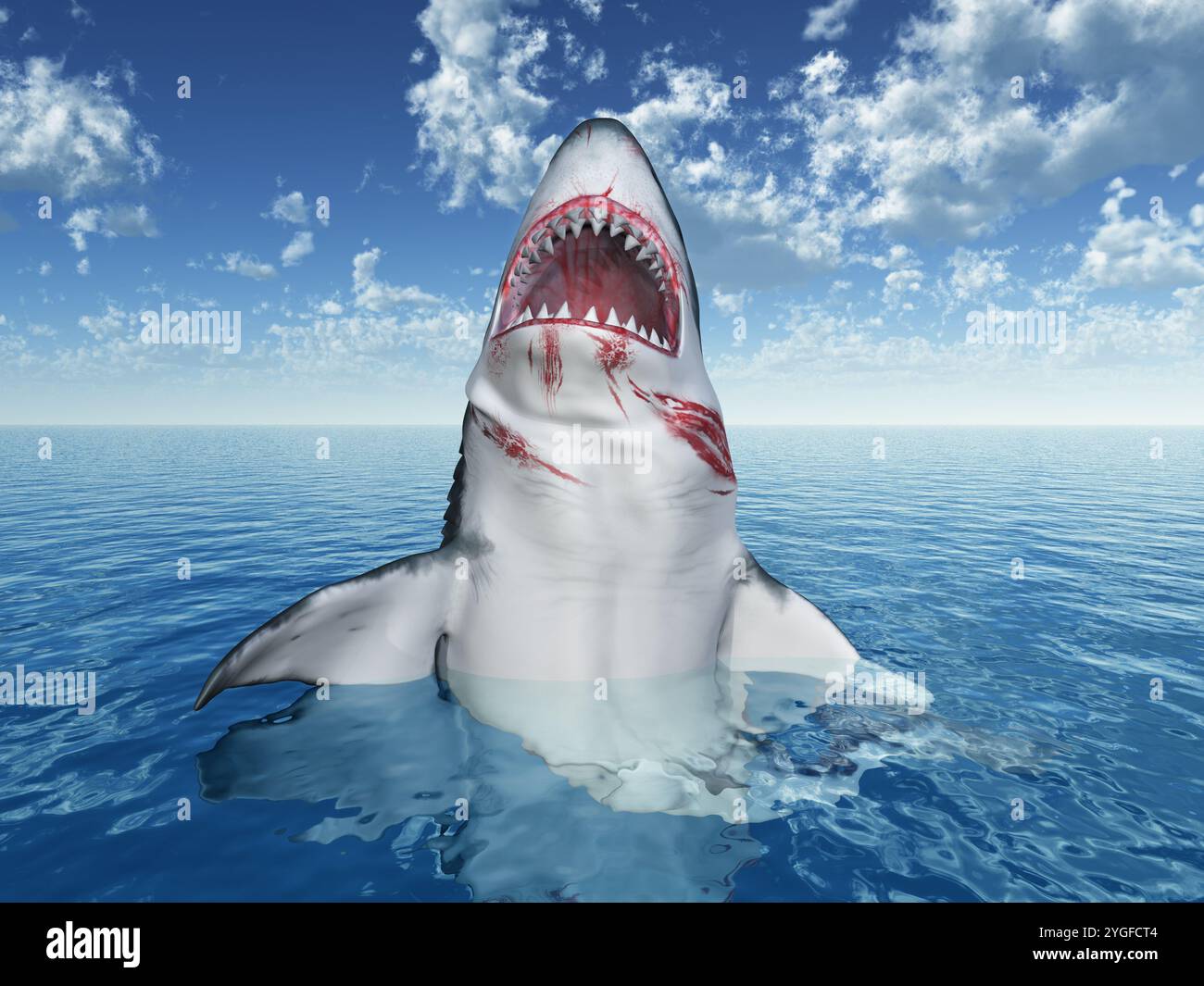 Great white shark leaping out of the water Stock Photo - Alamy