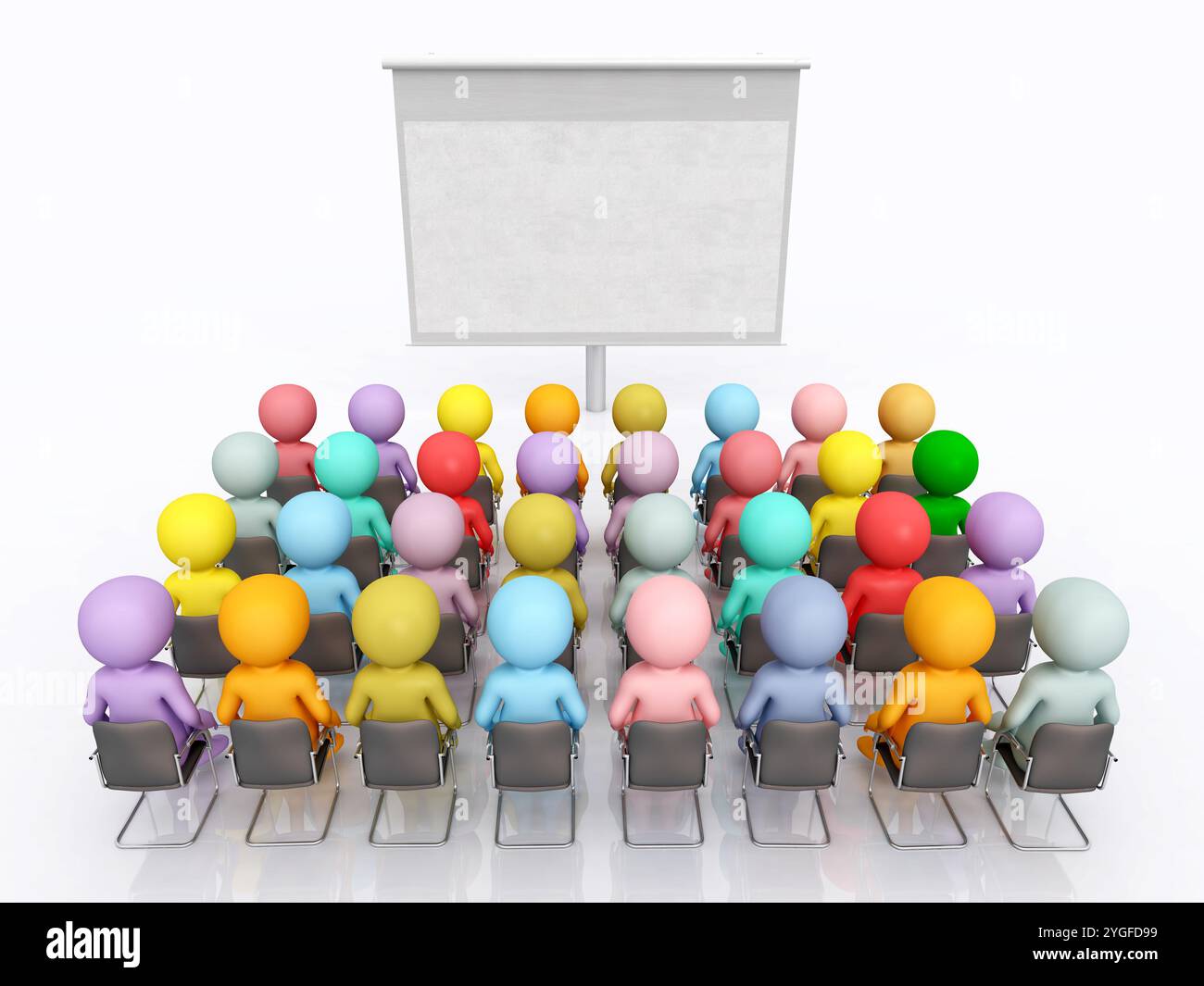 Projection screen and audience with 3D figures Stock Photo - Alamy