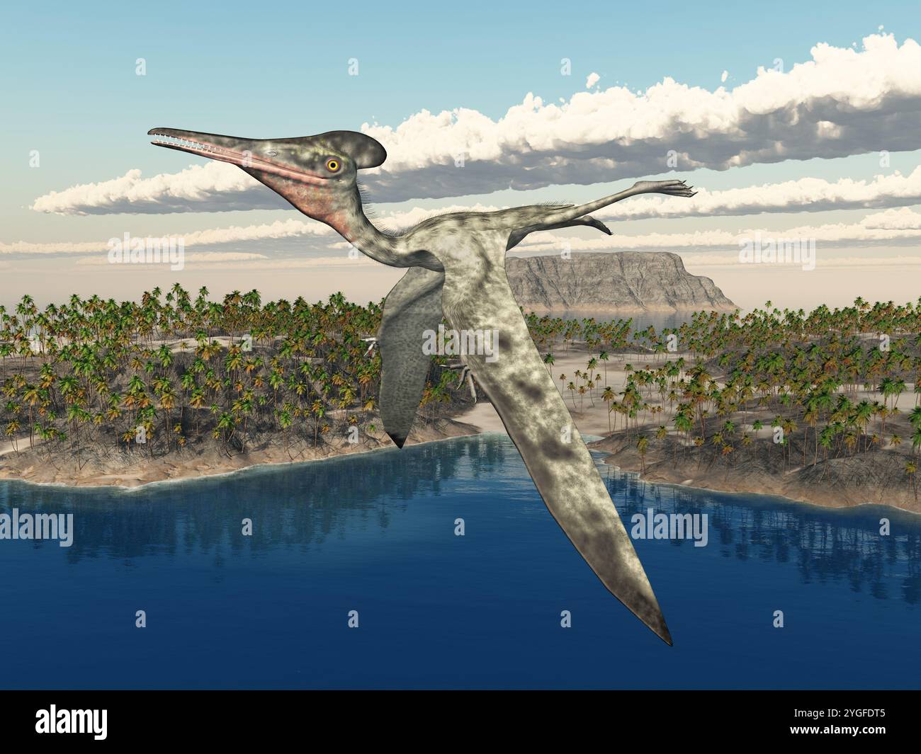 Pterosaur Pterodactylus over an ocean landscape Stock Photo - Alamy