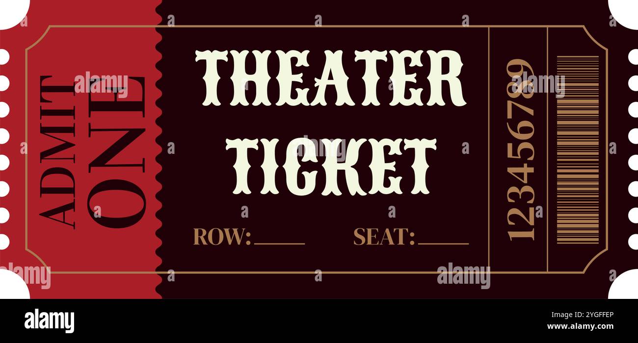 Theater ticket isolated on transparent background Stock Vector Image ...