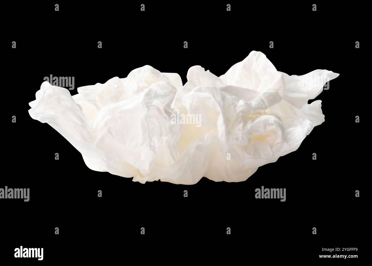 Side view of screwed or crumpled white tissue paper ball is isolated on ...