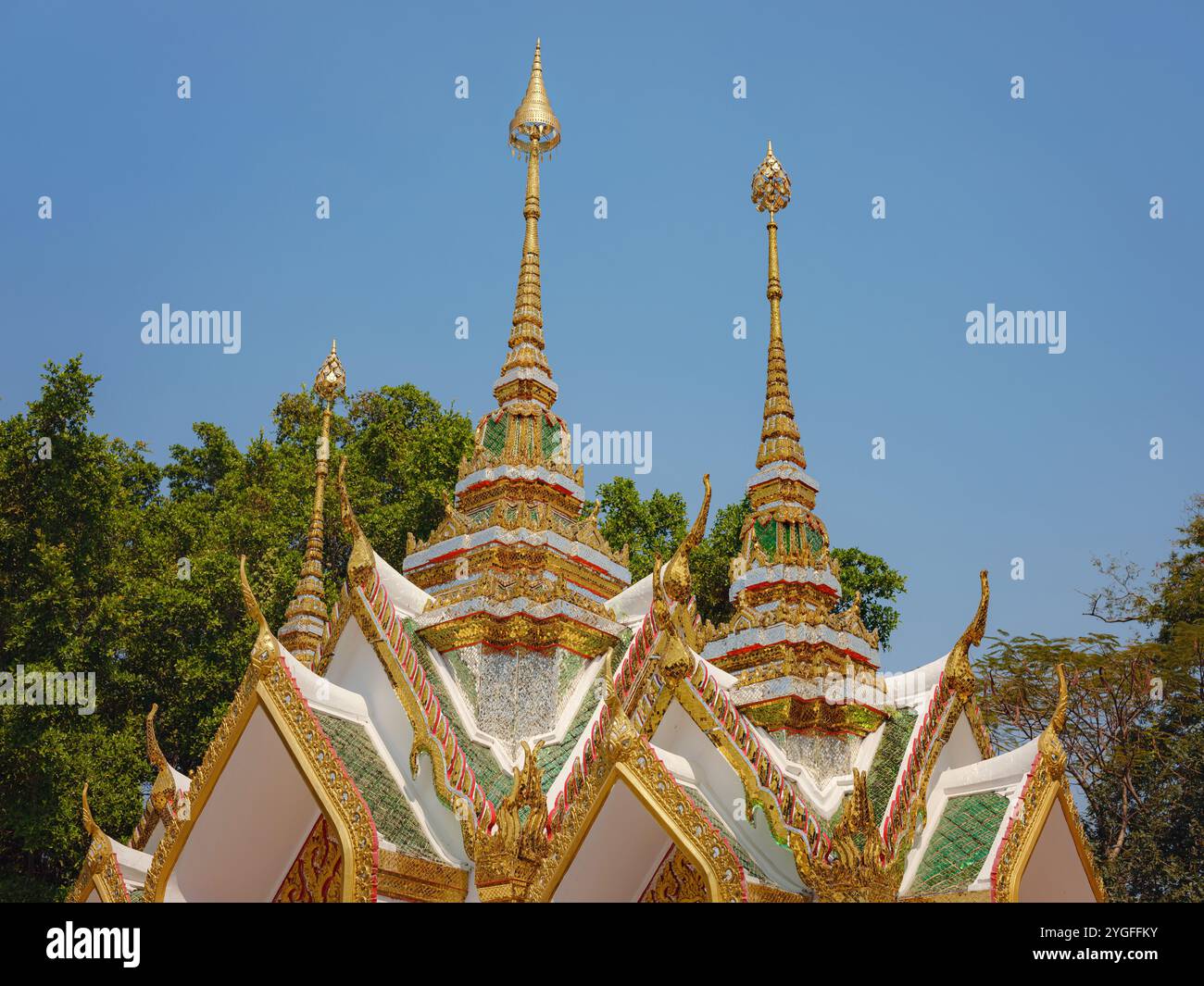 details of a small Modern Buddhist temple in Thailand, showcasing ...