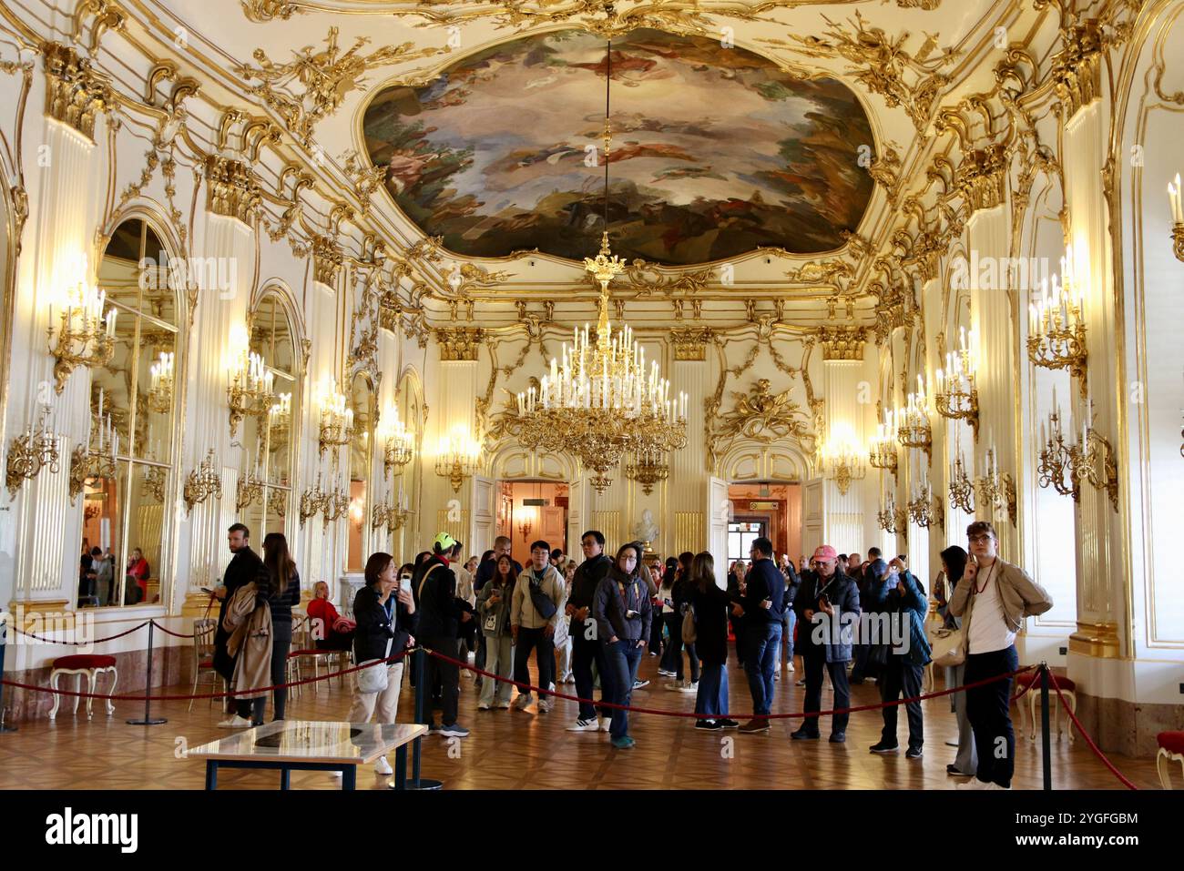 Vienna, Austria - October 6 2024: Grand Ballroom with Ornate Ceiling ...
