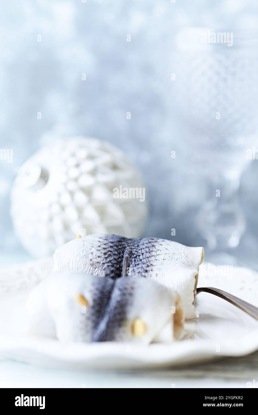Pickled herring fillets, Rollmops. Traditional Polish Christmas Dinner ...