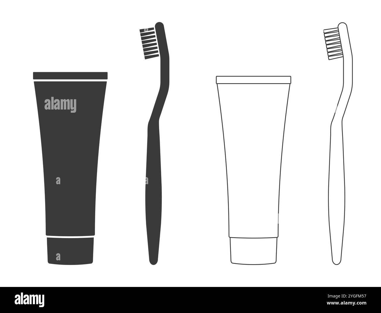 Toothbrush and toothpaste silhouette icon symbol shape. Dental care ...