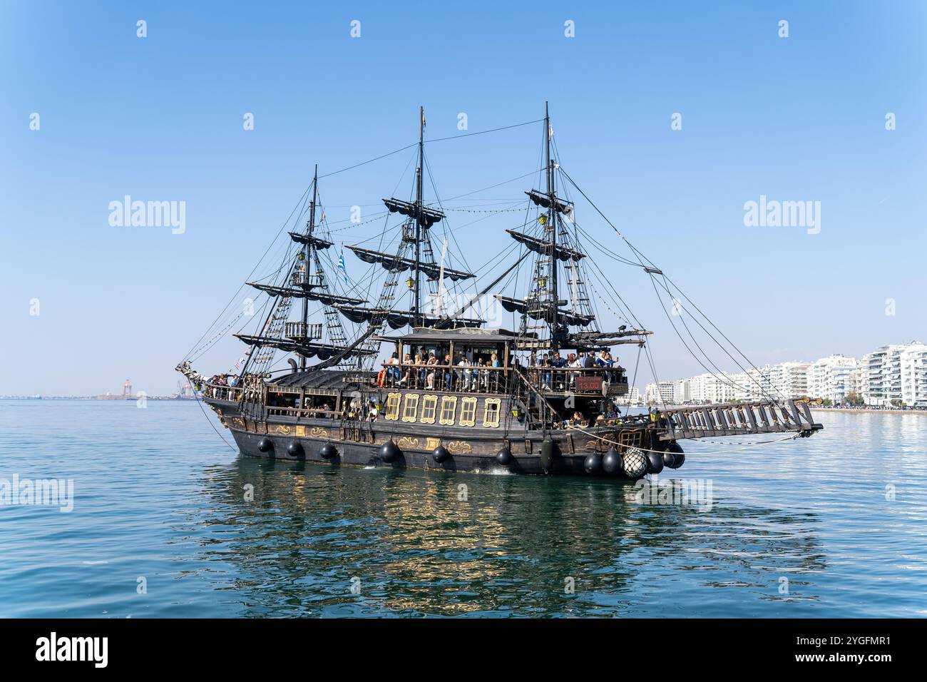 Cruising Around the Aegean Sea: Pirate Ship Adventure in Greece Stock ...
