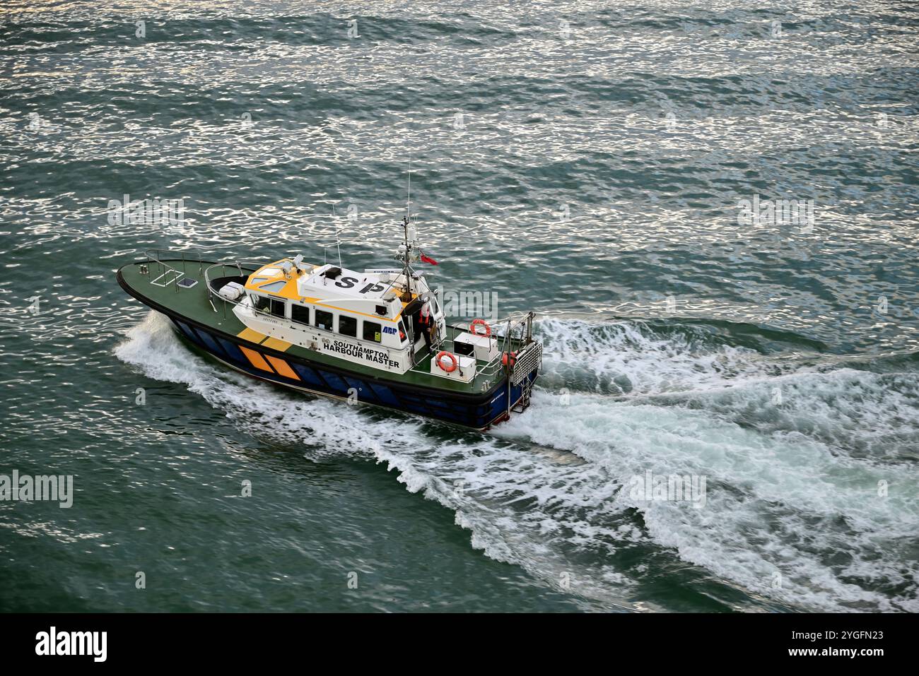 Southampton harbour master vessel Spitfire in the Solent Stock Photo ...