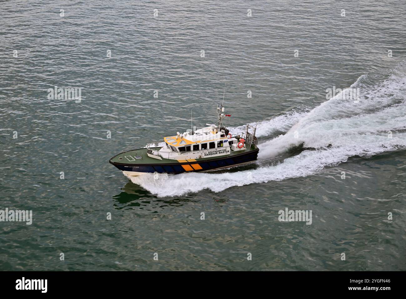 Southampton harbour master vessel Spitfire in the Solent Stock Photo ...