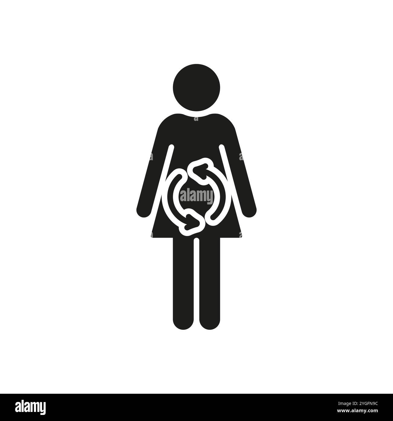 Digestive System, Balanced Diet and Healthy Food. Female Figure with ...