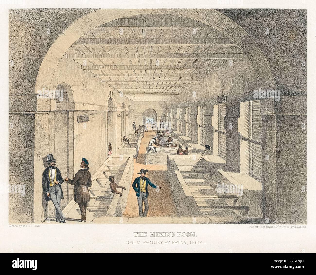 "The Mixing Room, Opium Factory at Patna, India" lithograph by Walter S ...