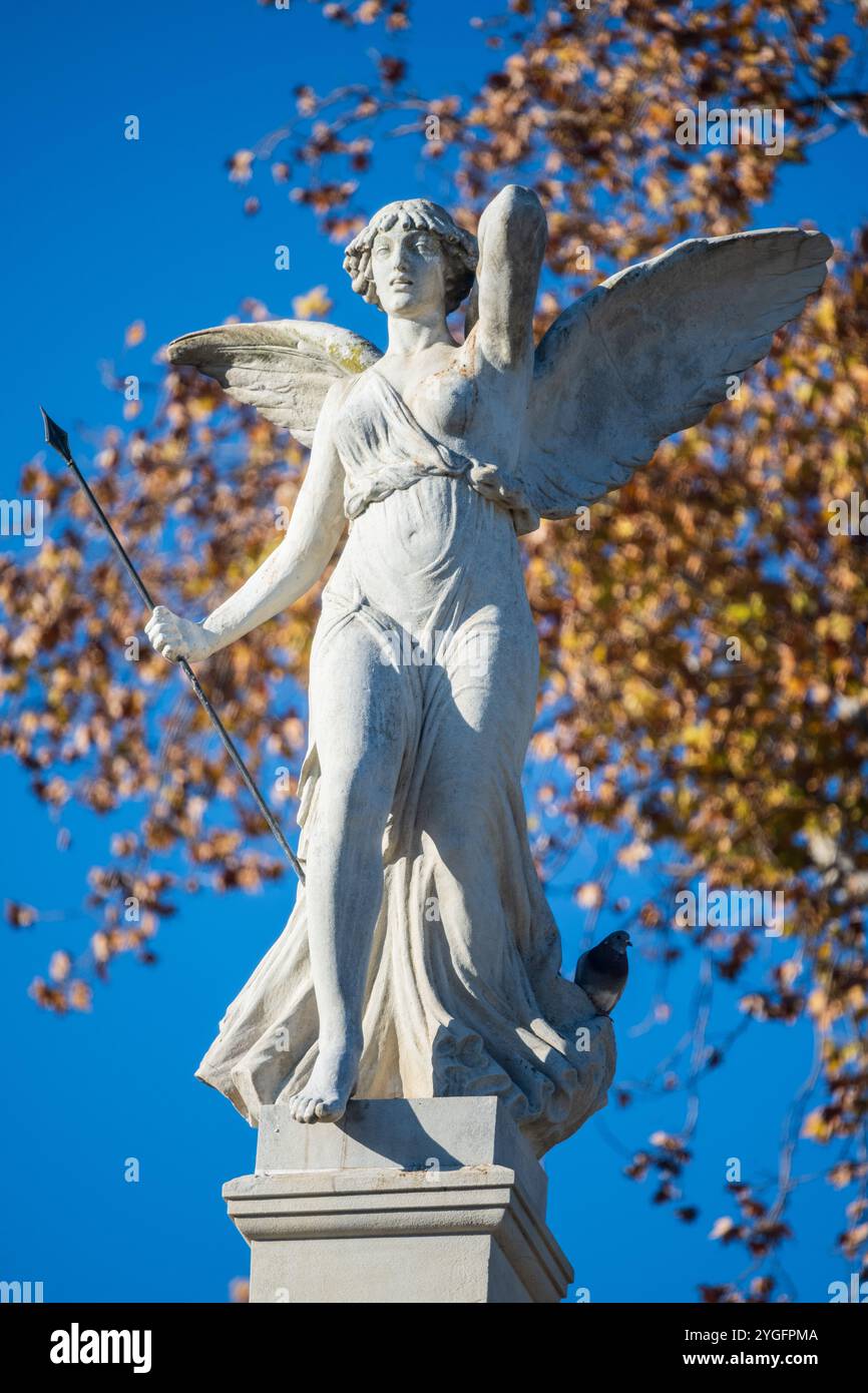 The Victoria Alada statue in Plaza de America, Parque de Maria Luisa ...