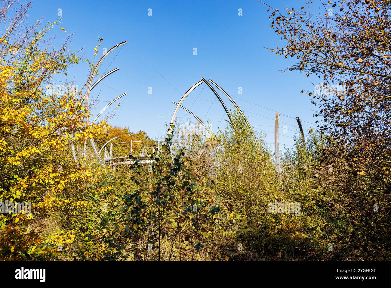 Metal structures of elevated Sound bridge or Geluidsbrug jutting out ...