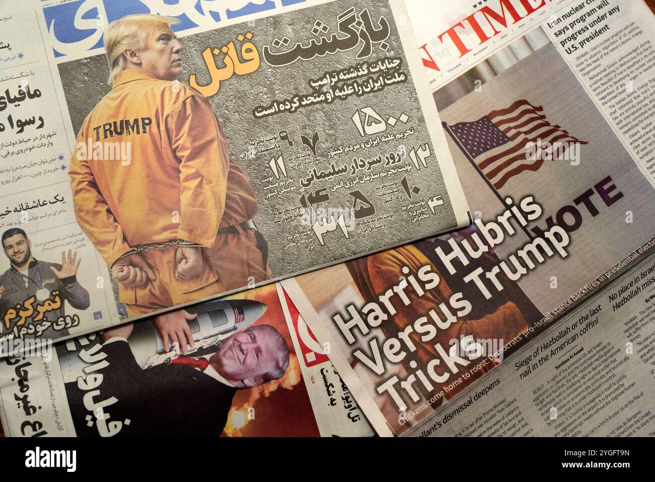 The front pages of the Nov. 7 edition of the Iranian newspapers ...