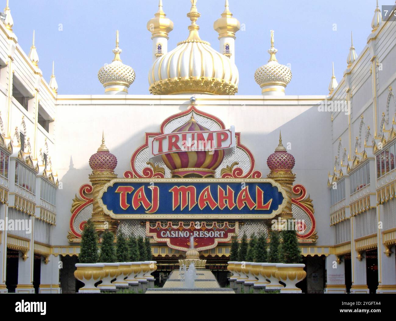 DONALD TRUMP Front of his Trump Taj Mahal casino resort.t in Atlantic ...