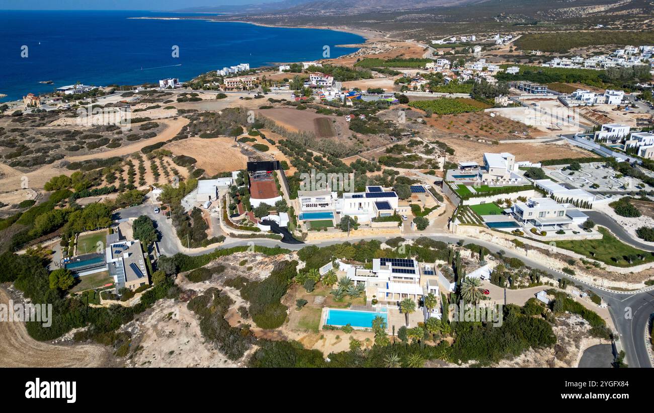 Aerial view of luxury villas by the sea at Cap St. Georges Beach Club ...