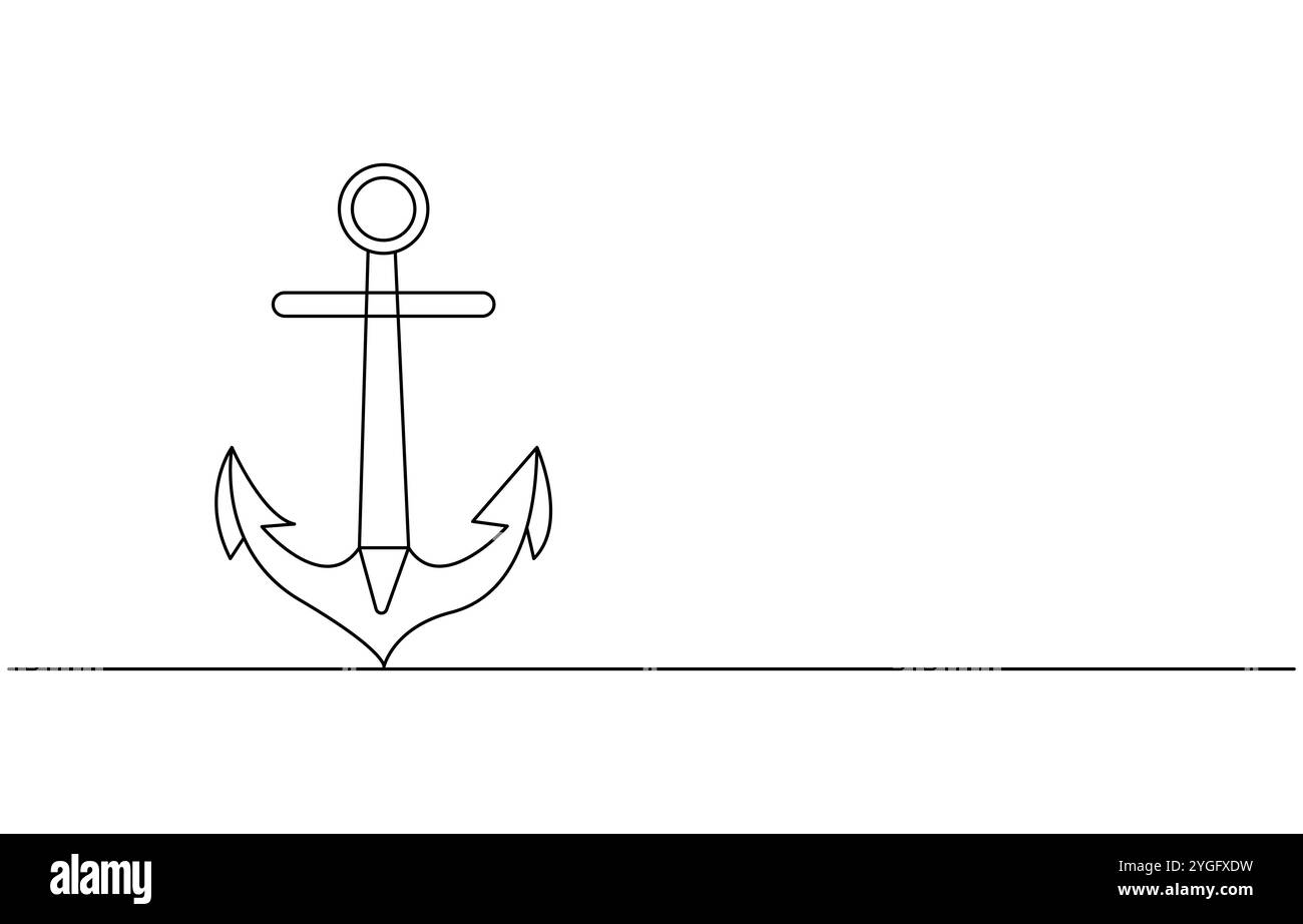 Continuous one line drawing of anchor. Simple illustration of nautical ...