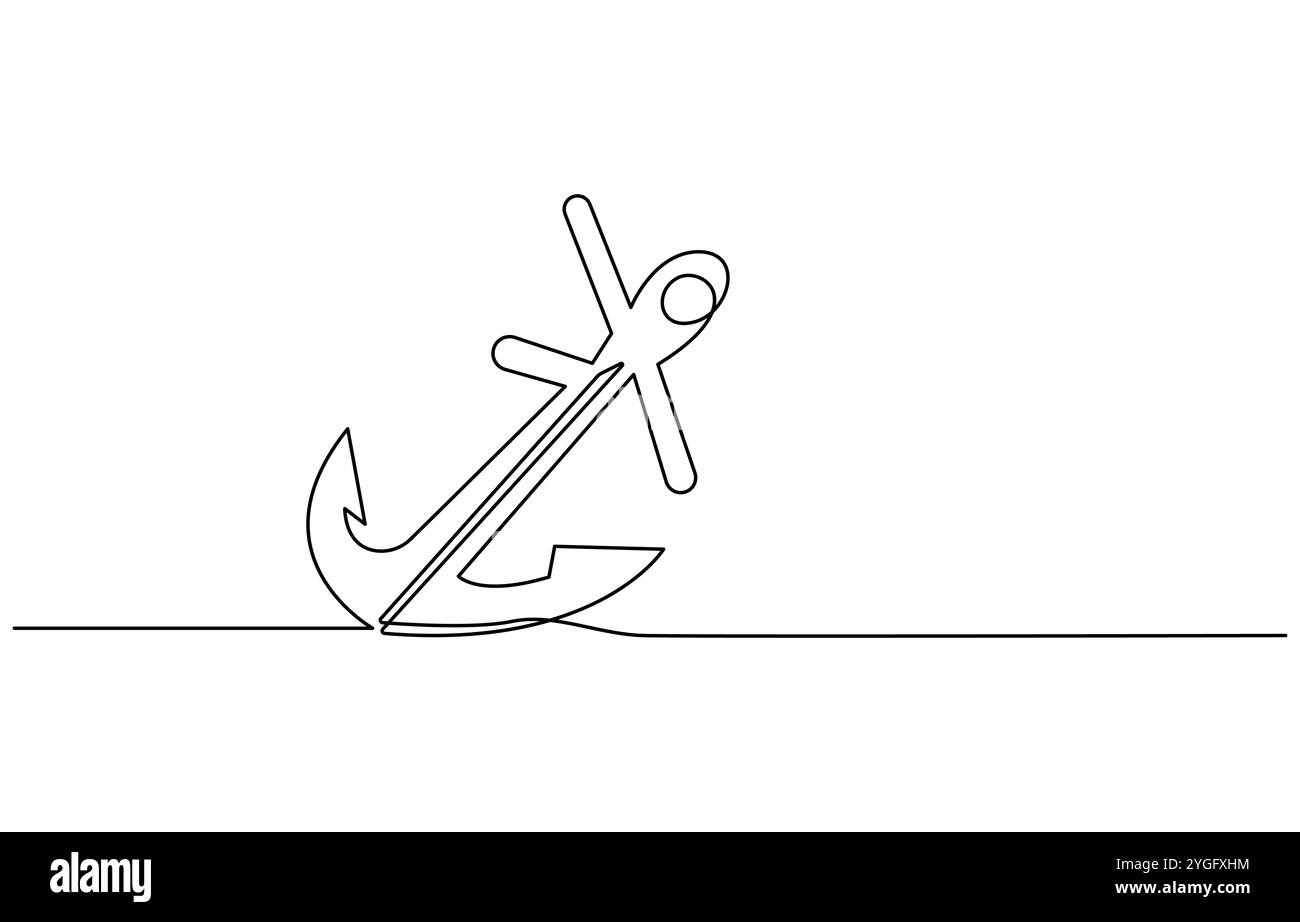 Continuous one line drawing of anchor. Simple illustration of nautical ...