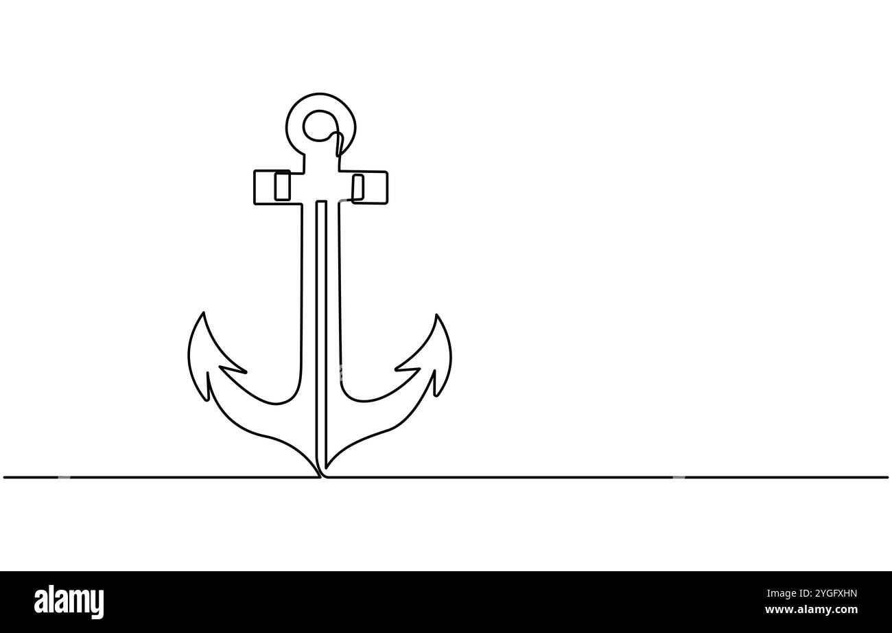 Continuous one line drawing of anchor. Simple illustration of nautical ...