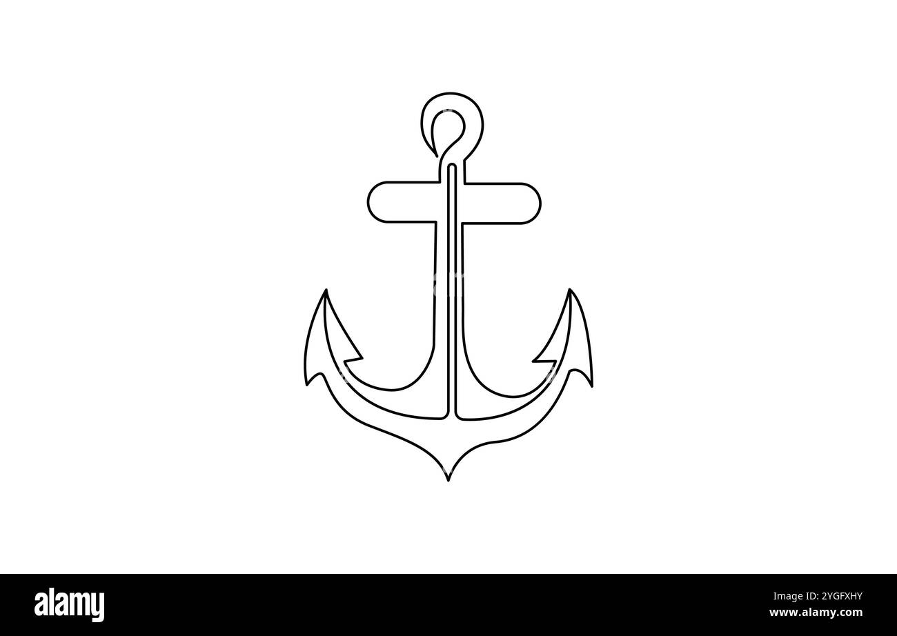 Continuous one line drawing of anchor. Simple illustration of nautical ...