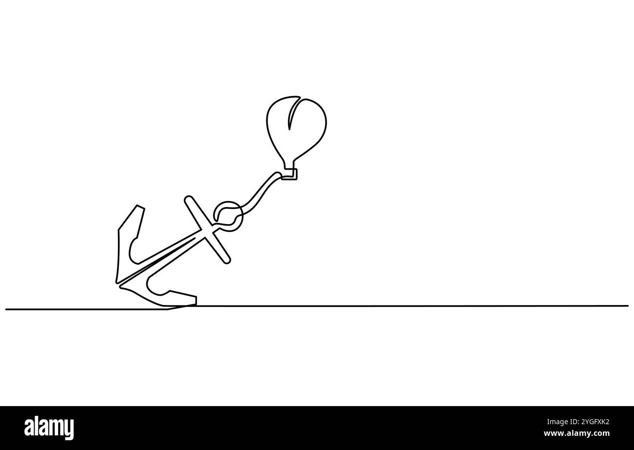 Continuous one line drawing of anchor. Simple illustration of nautical ...