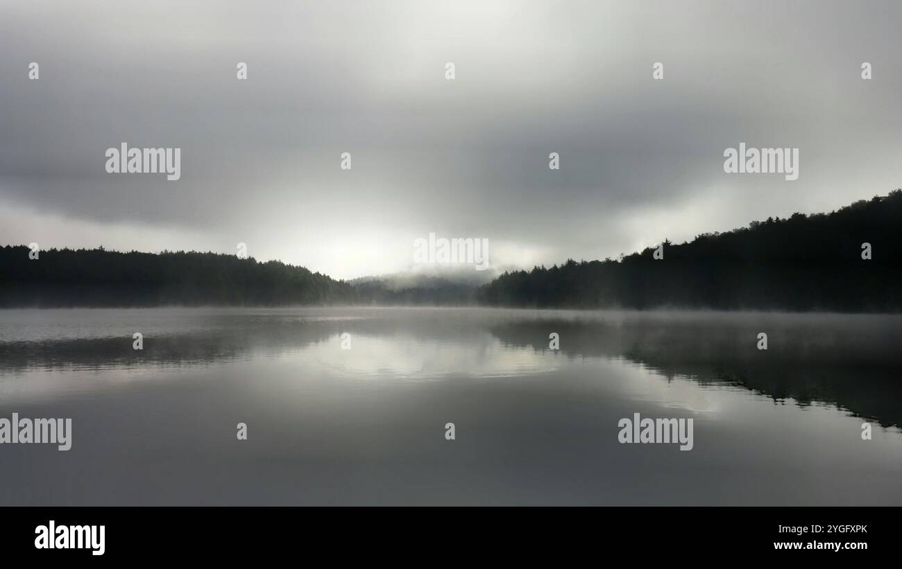 Saranac Lake New York Cloudy Sky Sun Refraction Reflection on Water ...